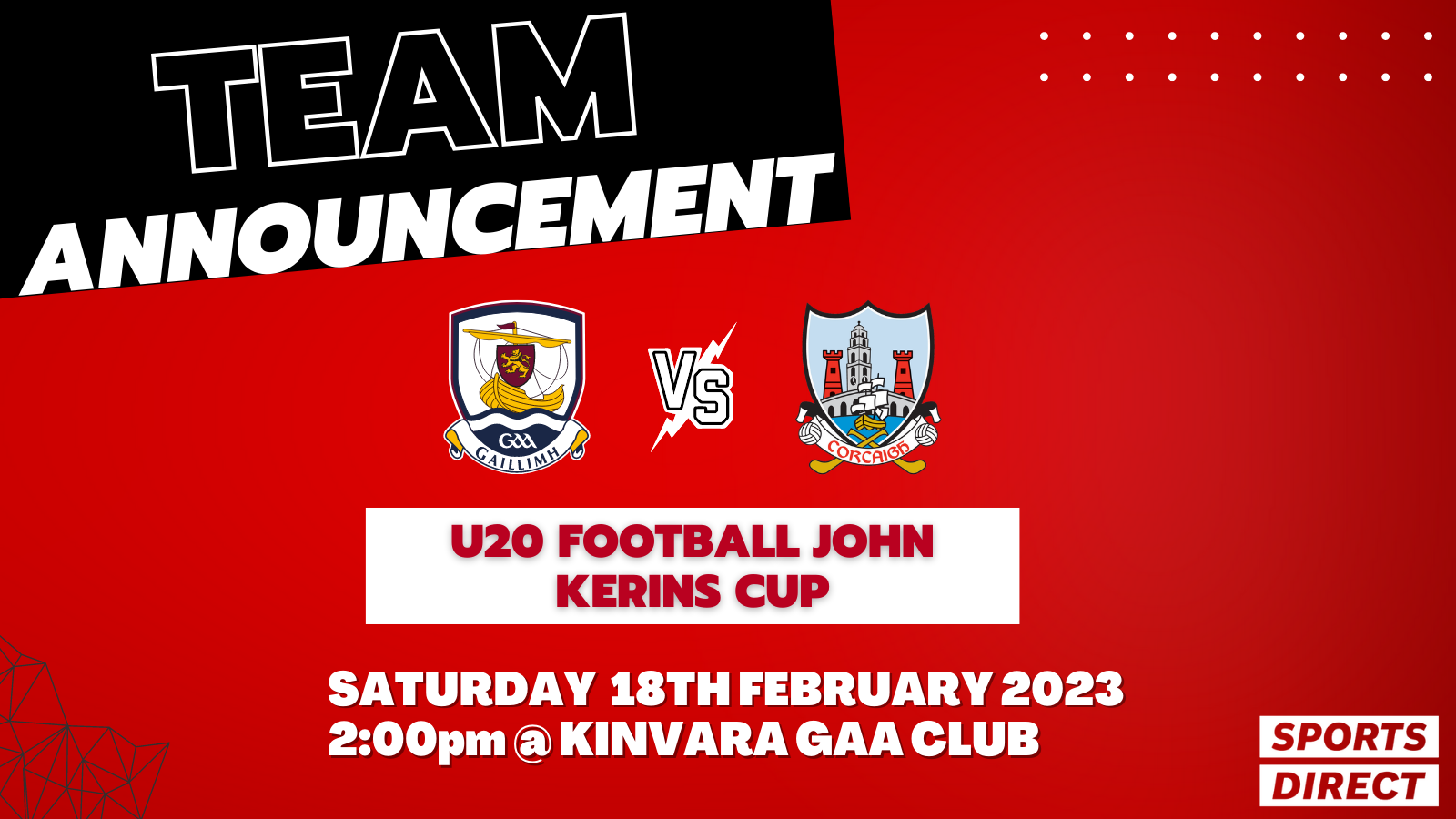 The Cork U20 Football Team to play Galway has been announced – Cork GAA