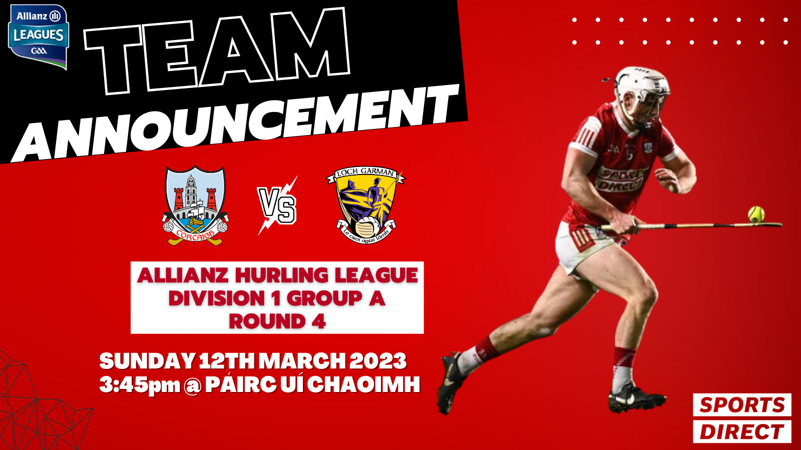 The Cork Senior Hurling team to play Wexford in the Allianz League ...
