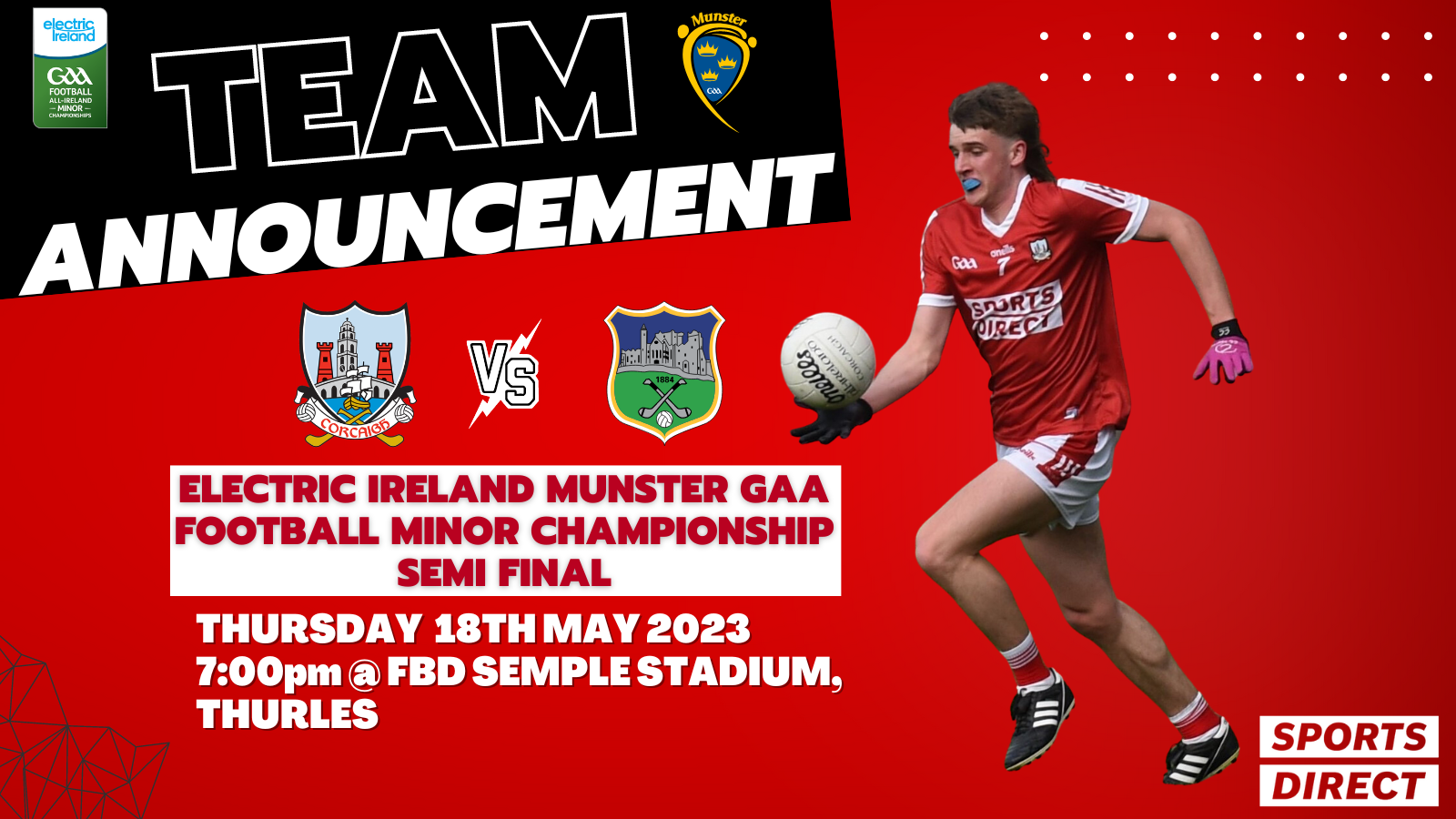 The Cork Minor Football team to play Tipperary has been announced ...