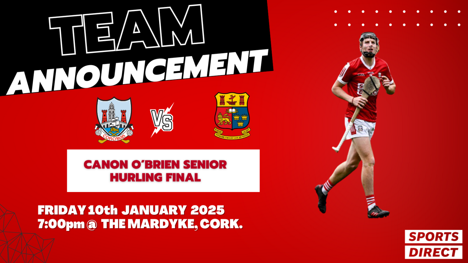 The Cork Senior Hurling Team to play UCC at the Mardyke on Friday 10th ...