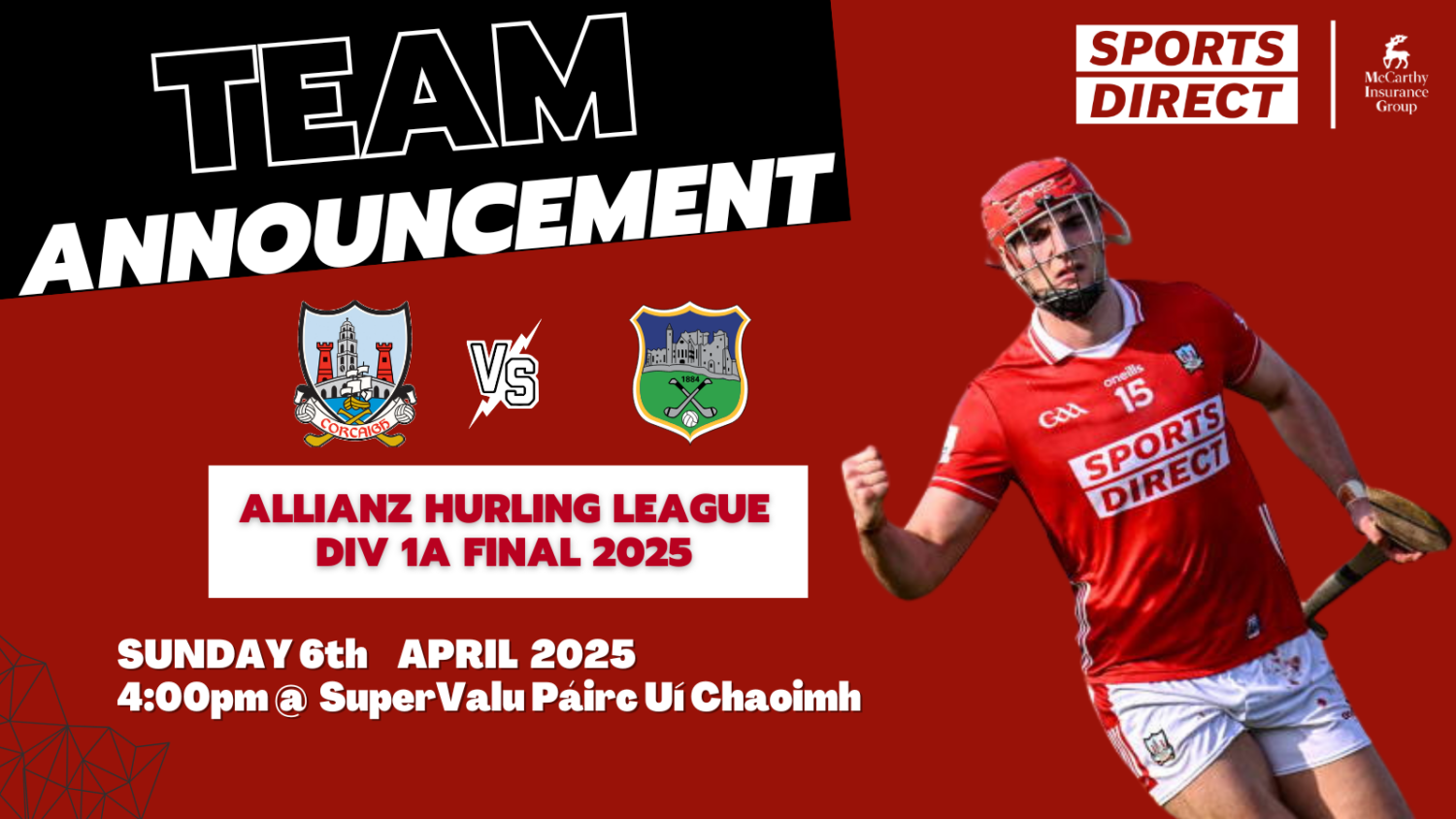 The Cork Senior Hurling Team to play Tipperary in the Allianz League ...
