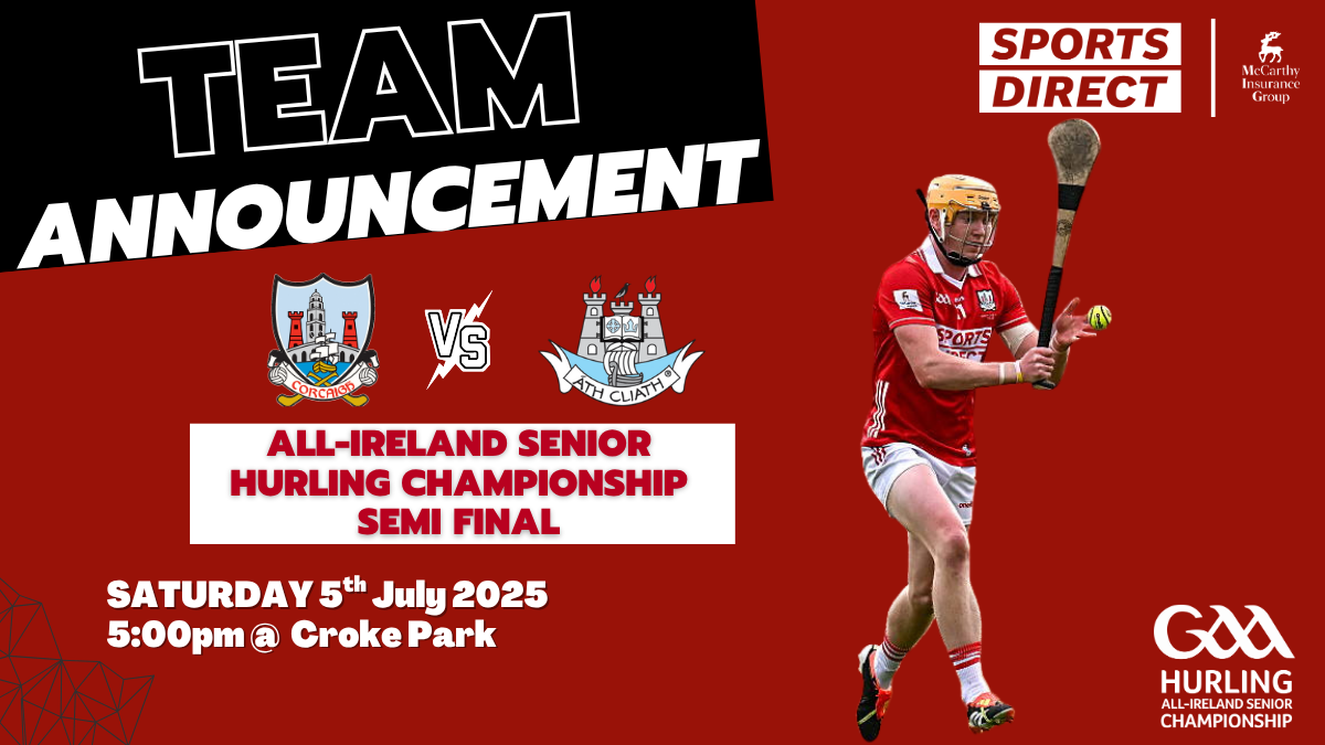 The Cork Senior Hurling Team to play Dublin in the All-Ireland Semi ...