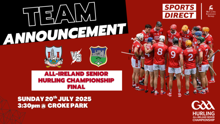 The Cork team to play Tipperary in the All-Ireland Senior Hurling Final has been announced ...