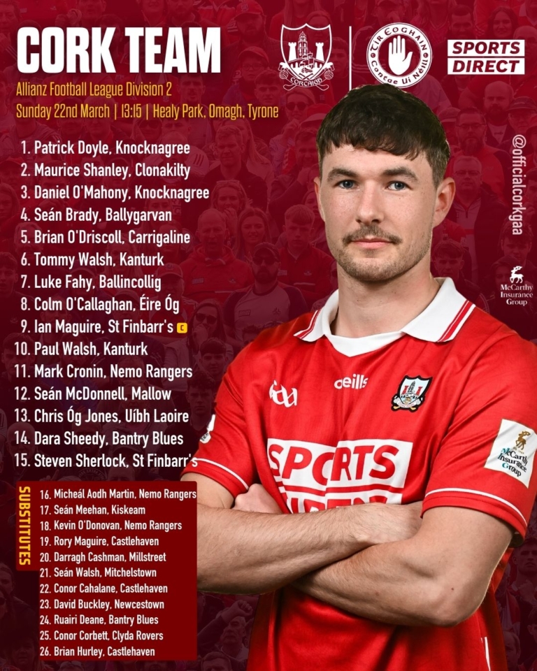Cork Senior Football team to play Tyrone has been announced – Cork GAA